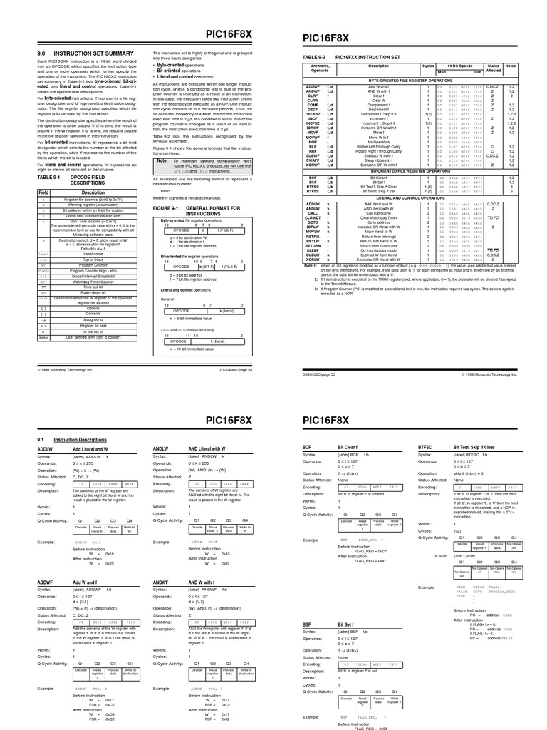 3 Pic16f877 Instruct | PDF | Assembly Language | Subroutine