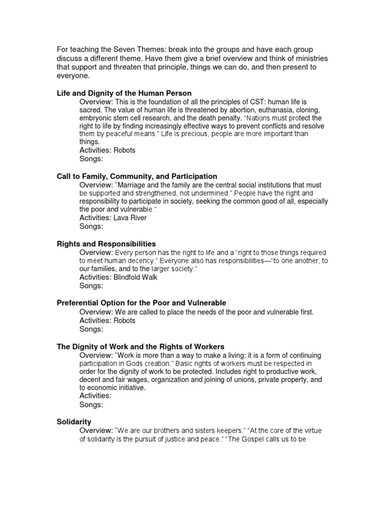 Catholic Social Teaching | PDF | Catholic Social Teaching | Dignity