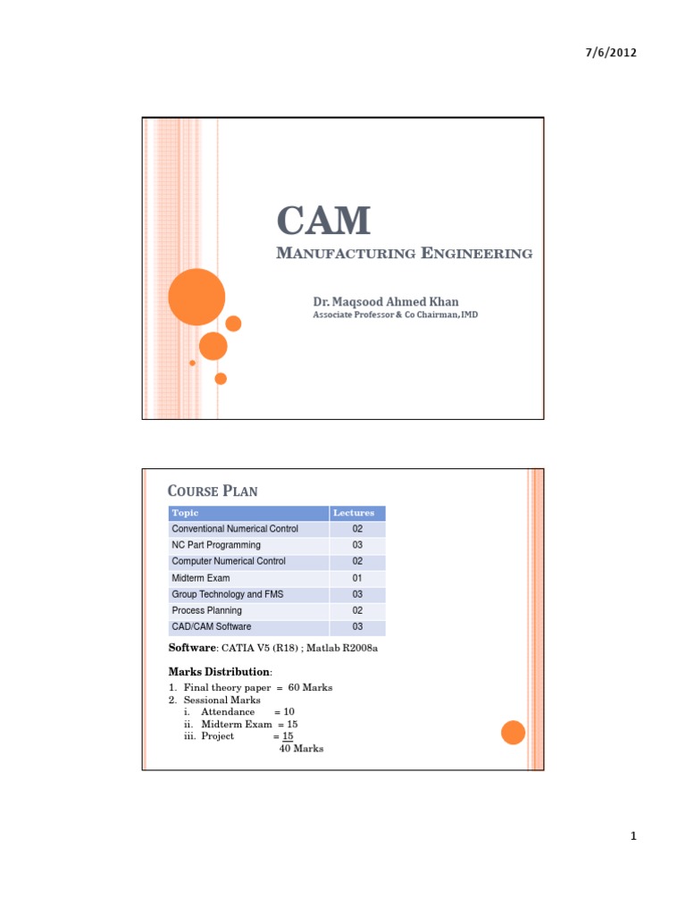 CAM Lecture | PDF | Numerical Control | Computer Aided Design