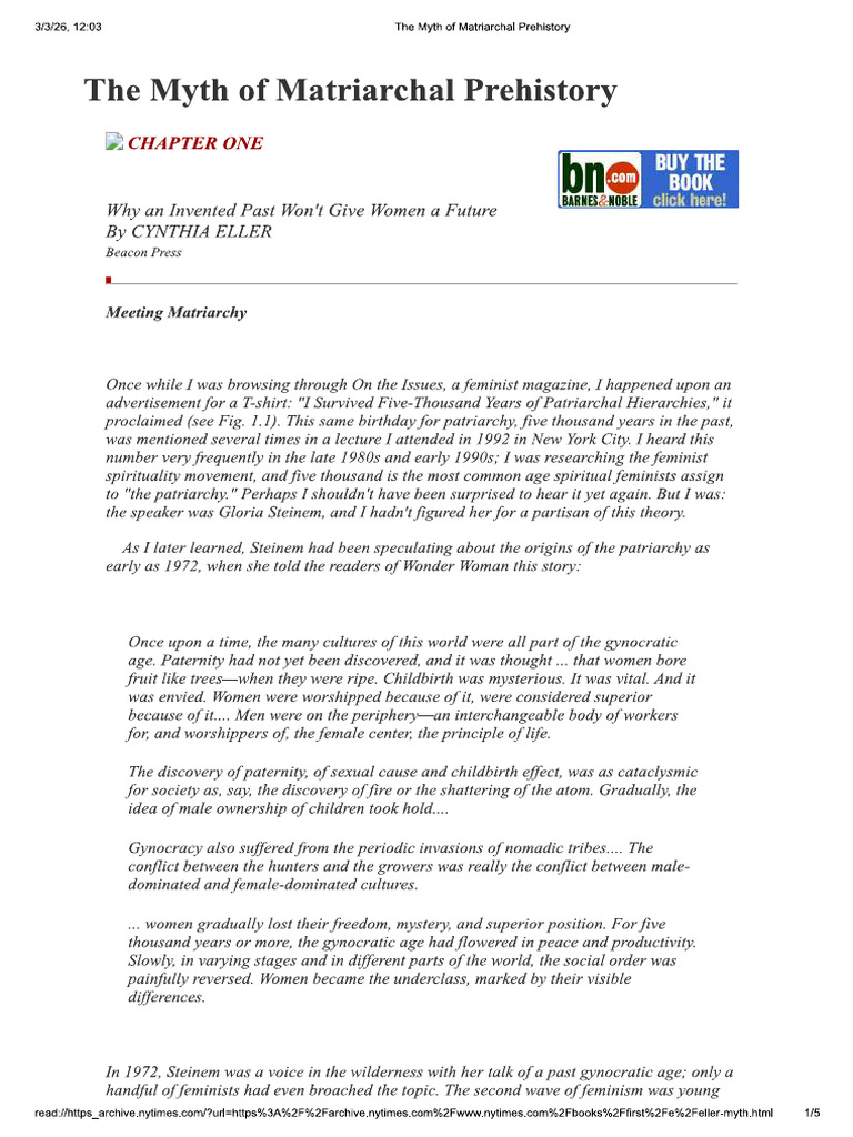 Myth of Matriarchal Prehistory | PDF