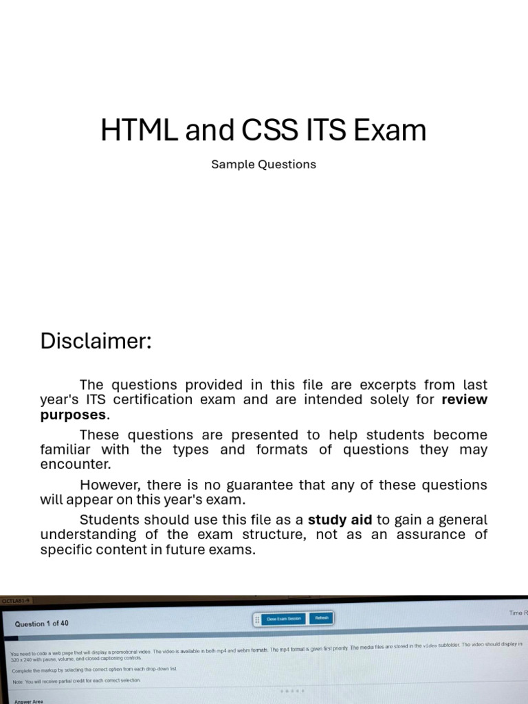 HTML and CSS ITS Exam Reviewer | PDF