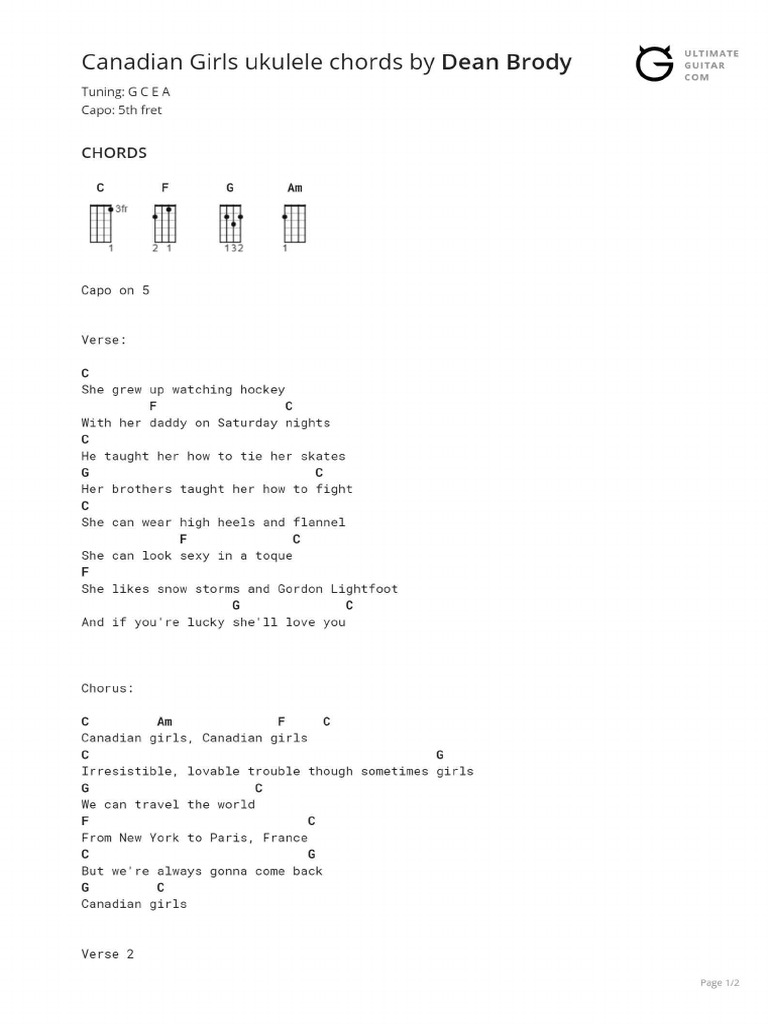 Canadian Girls Ukulele Chords | PDF