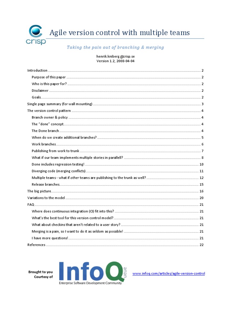 Agile Version Control With Multiple Teams InfoQ v1.3 | PDF | Version ...