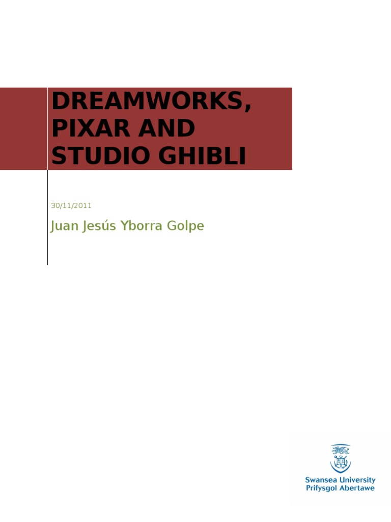 Dreamworks, Pixar and Studio Ghibli | PDF | Pixar | Animation