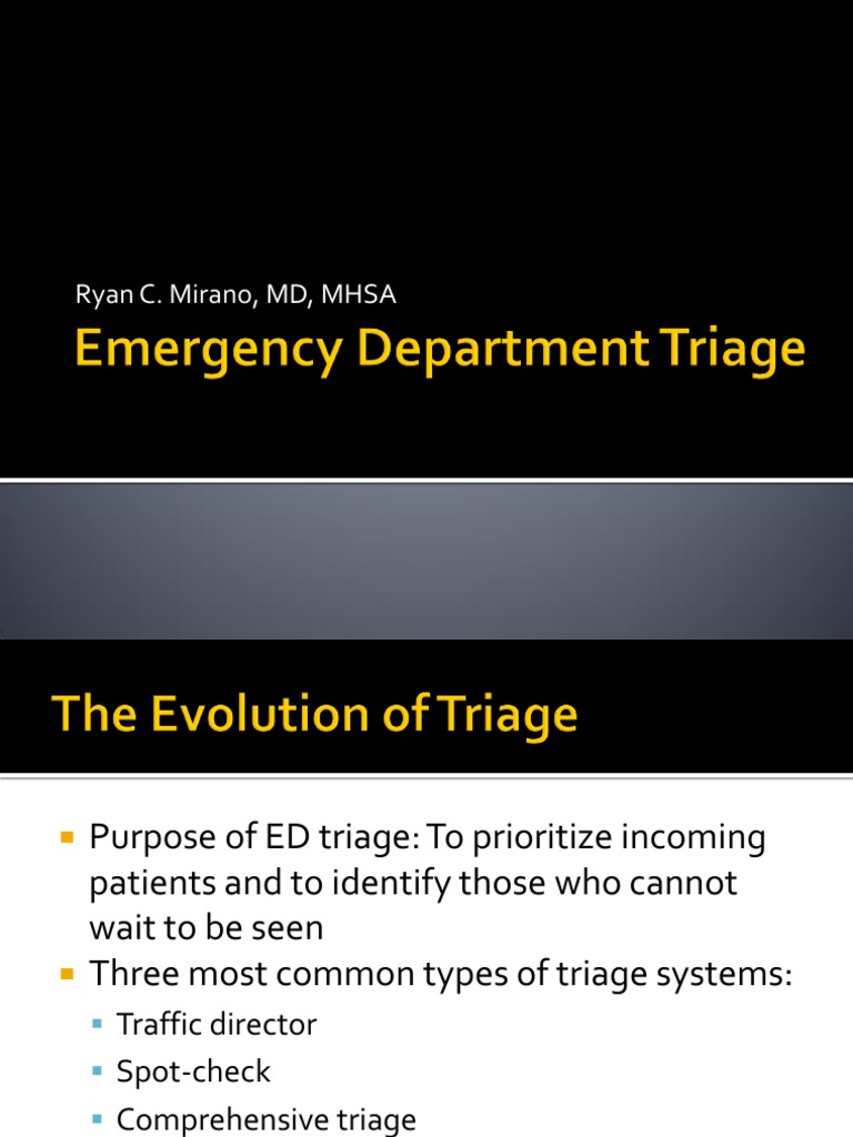 ESI Triage by Dr. Ryan Mirano | PDF | Major Trauma | Emergency Department