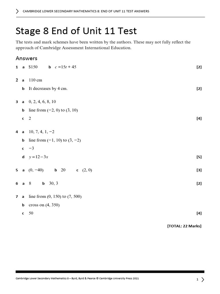 End of Unit 11 Test Answers | PDF
