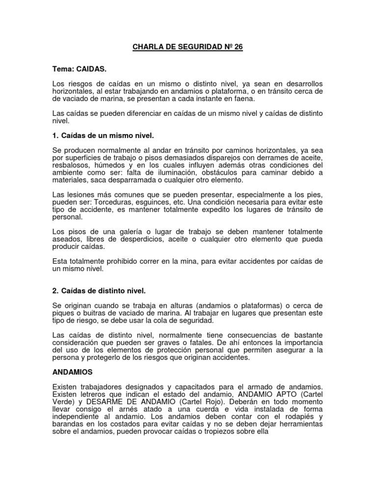 Caidas Mismo y Distinto Nivel | PDF | Andamio | Naturaleza