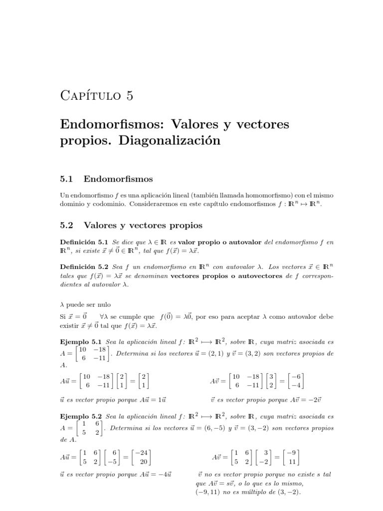Endomorfismos Autovalores Autovectores Diagonalizacion | PDF | Valores propios y vectores ...