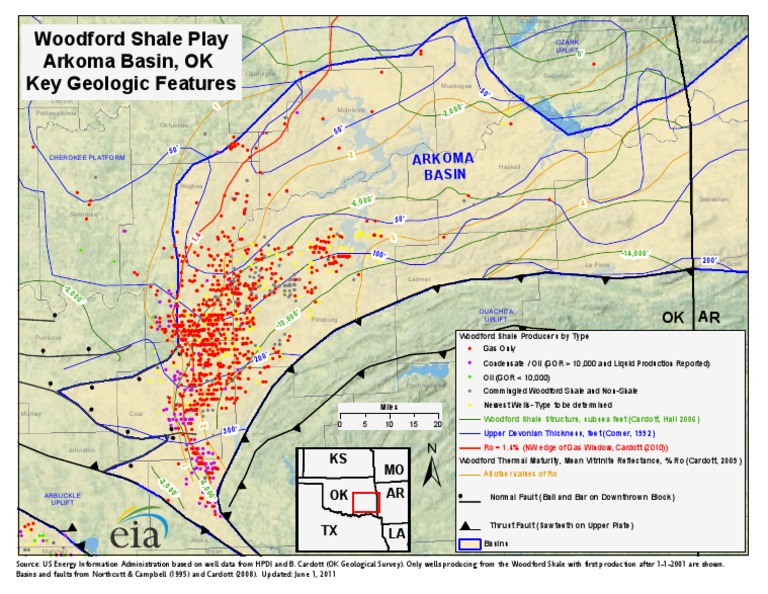 Special Subject Map of Woodford Shale - Arkoma Basin, Oklahoma | PDF ...