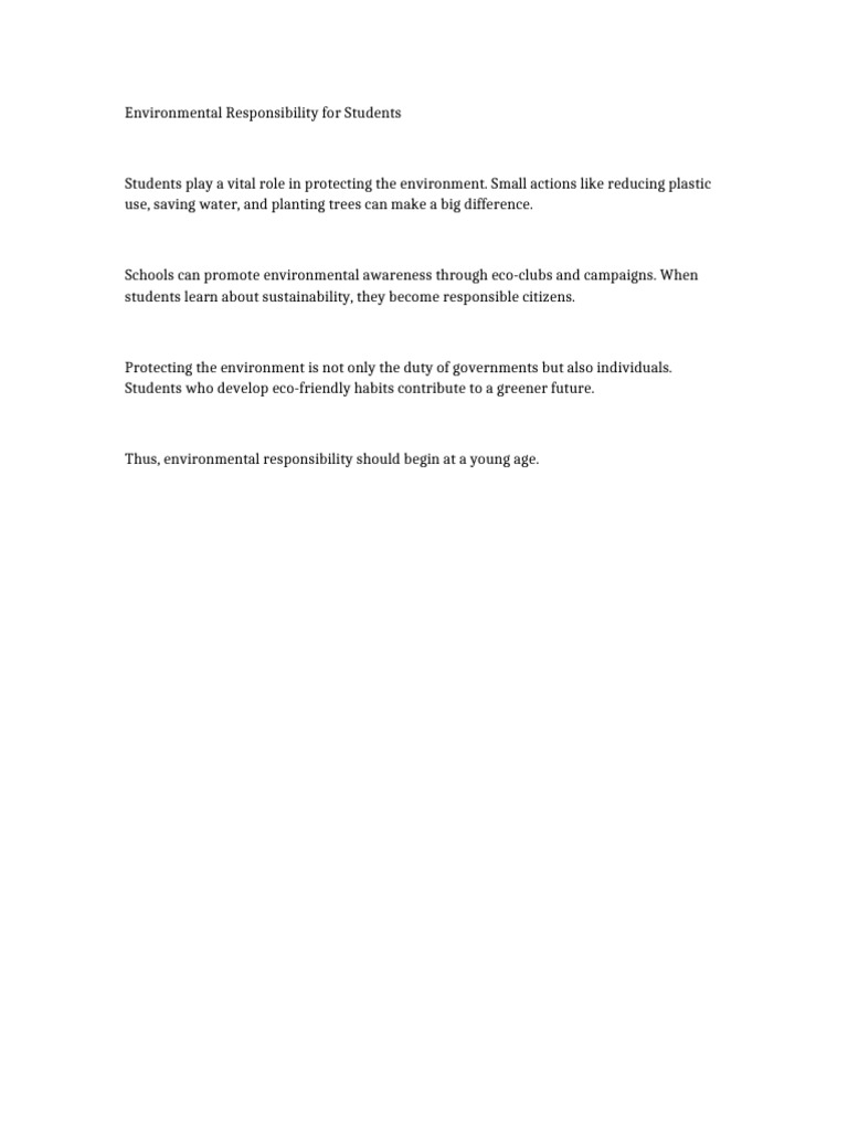 7 Environmental Responsibility For Students | PDF
