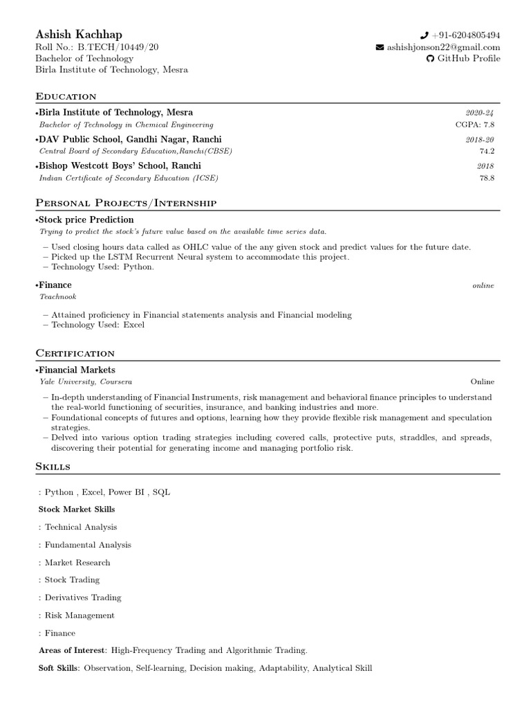 70 ATS Rating Resume Template 2 | PDF
