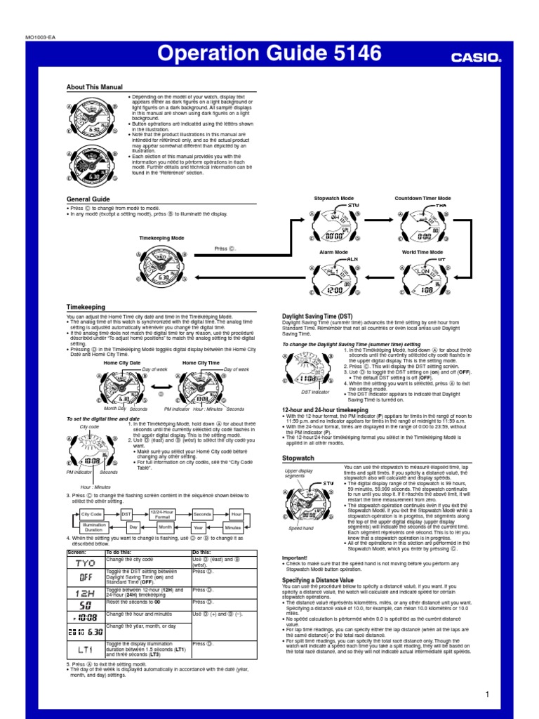 Manual Casio Men's G-Shock GA110C-1A Qw5146 | PDF | Daylight Saving ...