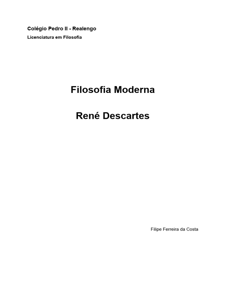 Filosfia Moderna - René Descartes - Filipe Ferreira | PDF