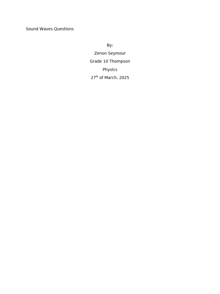 Sound Waves Questions | PDF