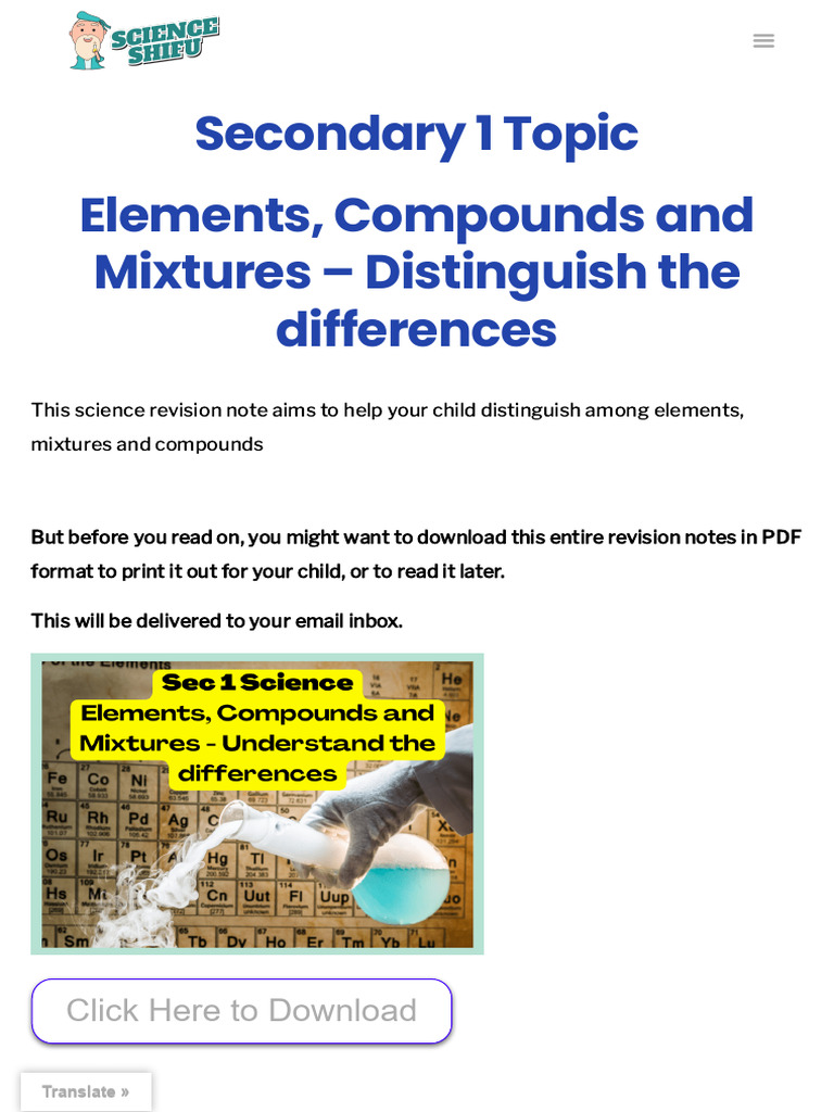 Exploring The Diversity of Matter - Elements, Compounds and Mixtures ...