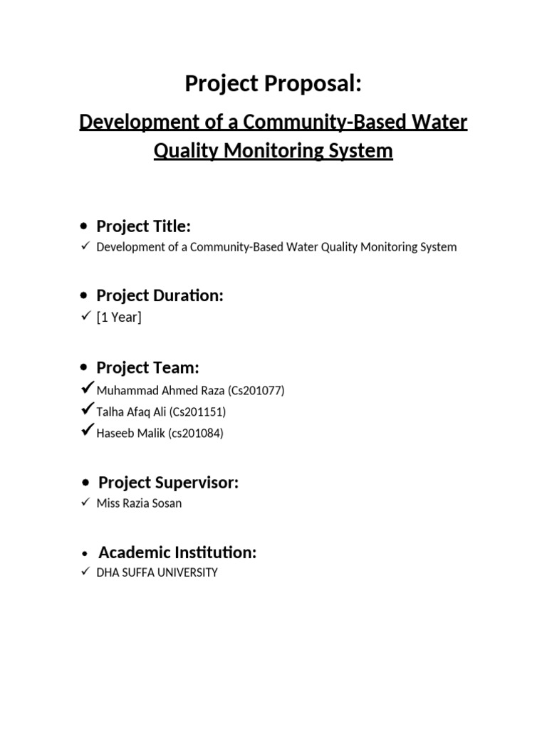 Water Quality Monitoring Project Proposal | PDF | Water Quality | Data