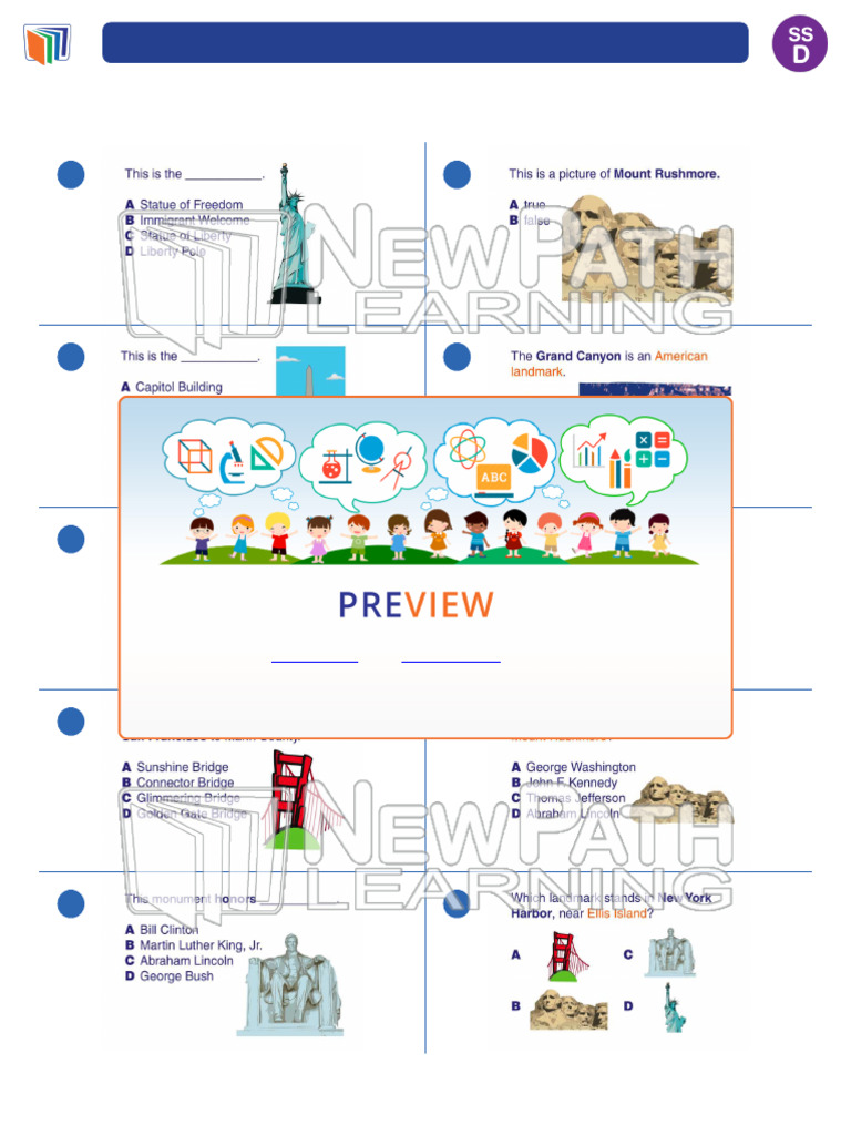 Worksheet Social Studies Grade 4 American Landmarks 0 | PDF
