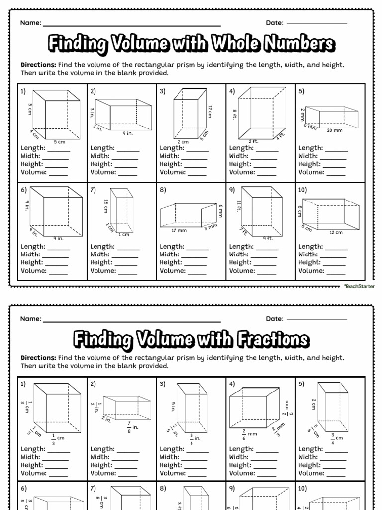 Finding Volume Differentiated Worksheets A Do Be Reader | PDF