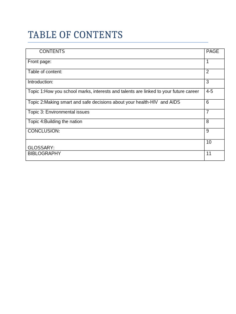 Table of Contents Orefile | PDF