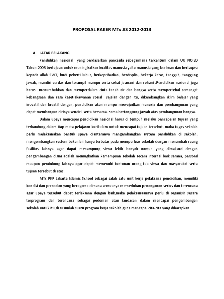 Proposal Raker Mts Jis 2012 | PDF | Bisnis