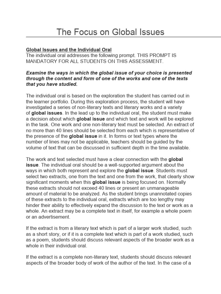 The Focus On Global Issues | PDF