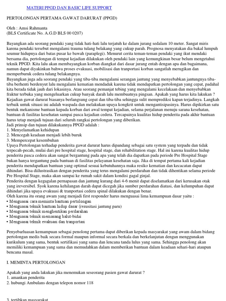 Materi PPGD Dan Basic Life Support | PDF