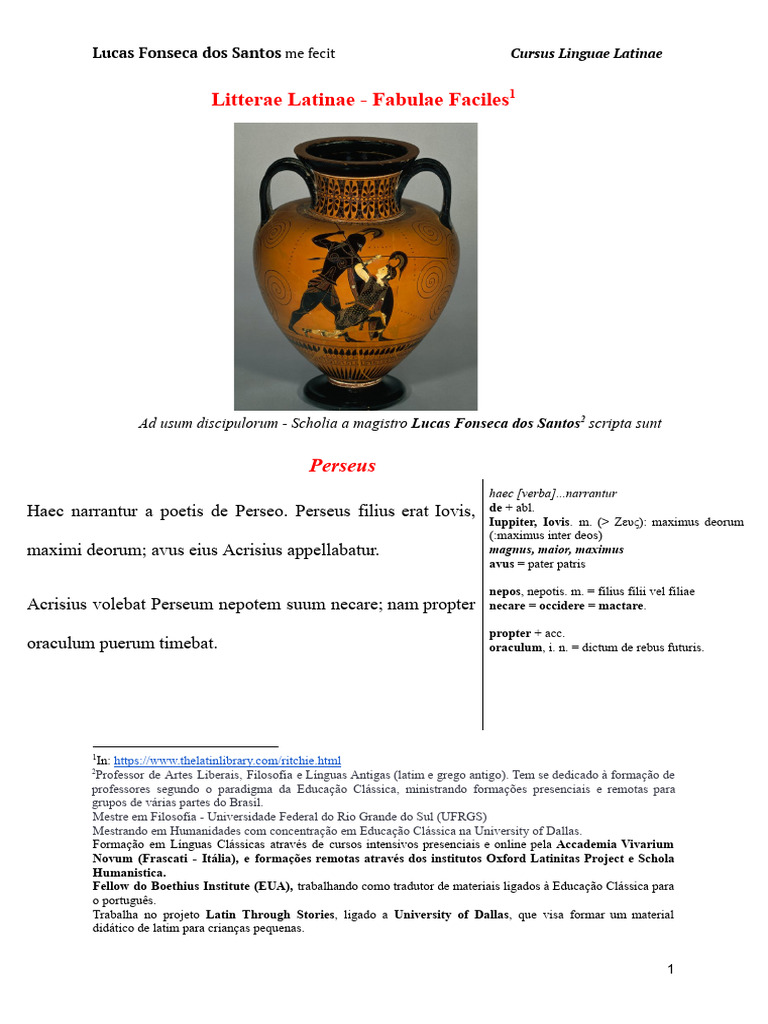 Litterae Latinae - Fabulae Faciles (I) - Perseus | PDF