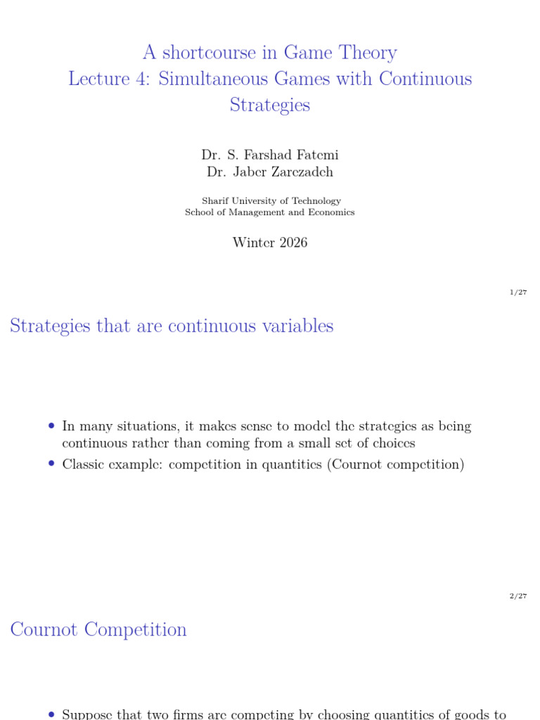 4 - Games With Simultaneous Moves-Part II | PDF | Monopoly | Systems Theory
