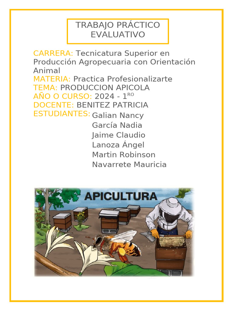Trabajo Practico Final. Apicultura | PDF | Apicultura | Western Honey Bee