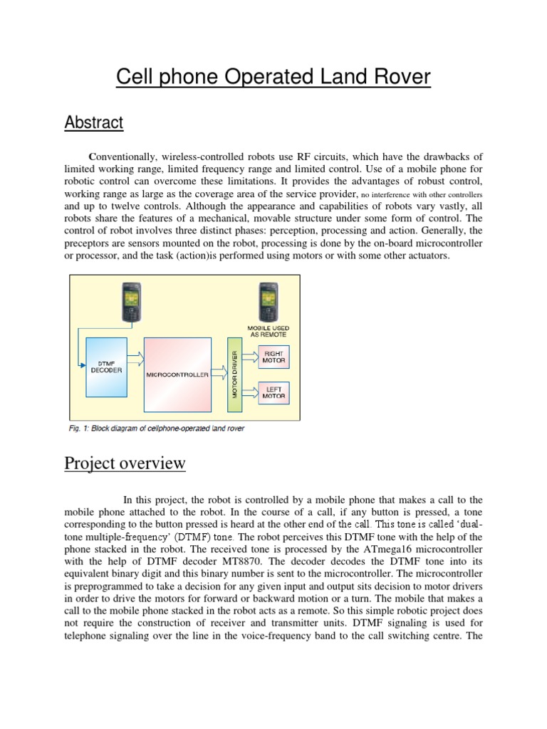 Cell Phone Operated Land Rover | PDF | Microcontroller | Telephone