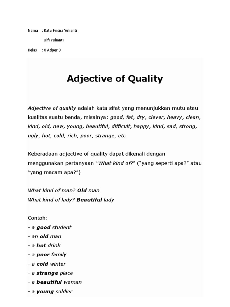 Understanding Adjectives of Quality | PDF | Religion & Spirituality ...