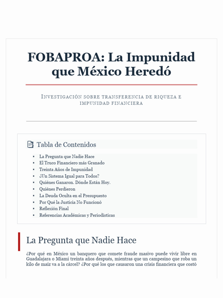Fobaproa La Inpunidad Que Mexico Heredo | PDF | Economias