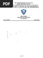 Tanzania Form One Physics Exam 2025 | PDF | Buoyancy | Density
