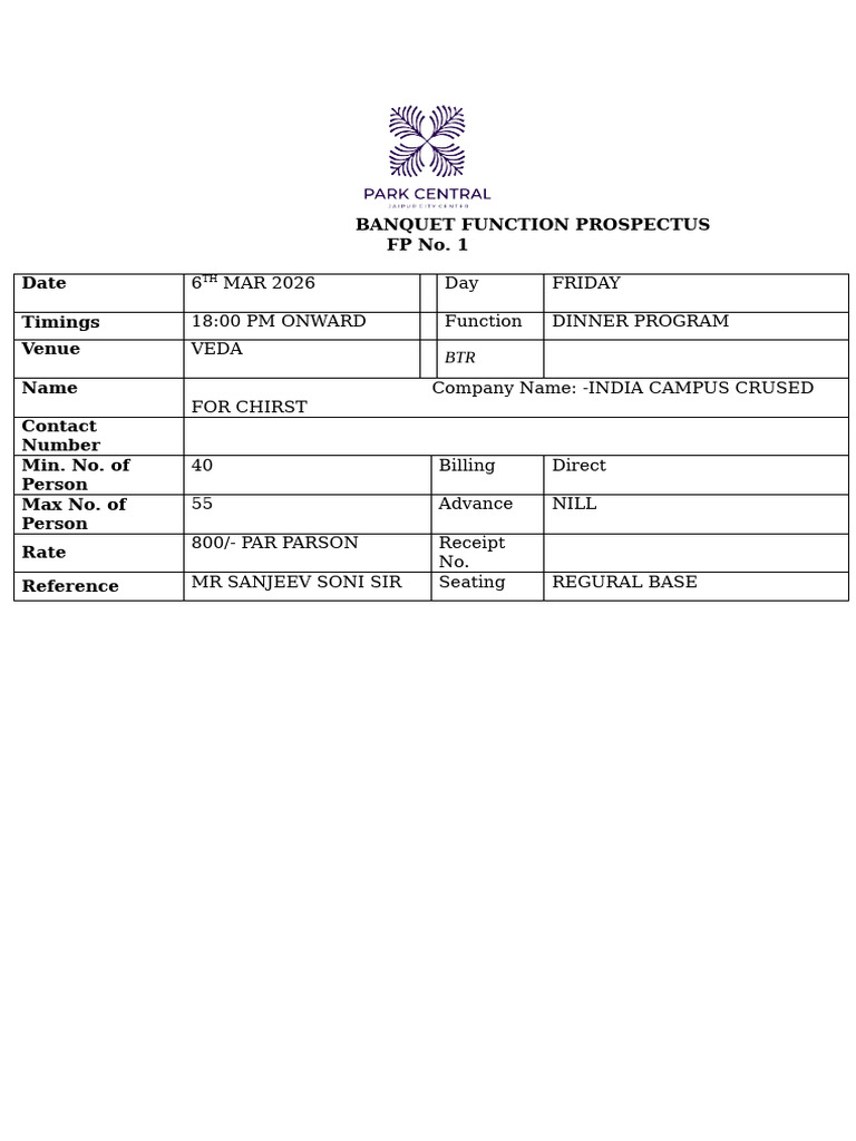 India Campus Dinner | PDF