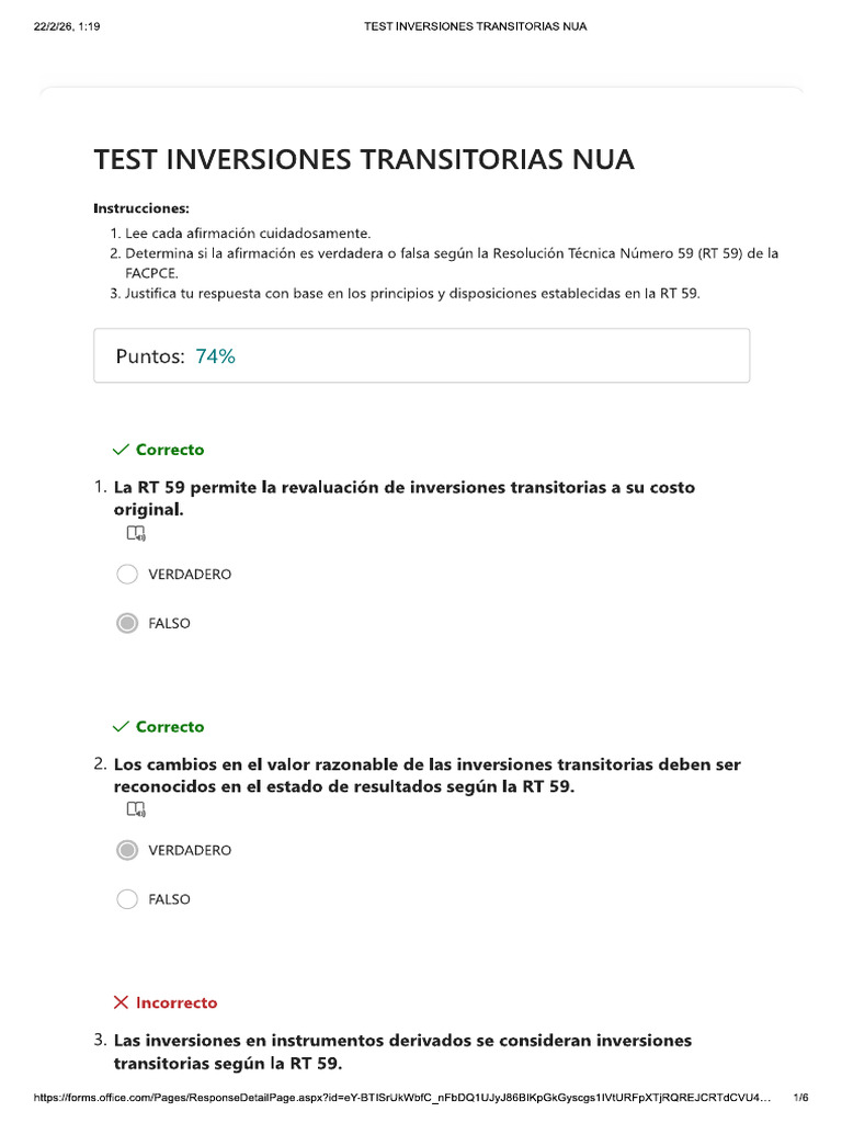 Test Inversiones Transitorias Nua | PDF