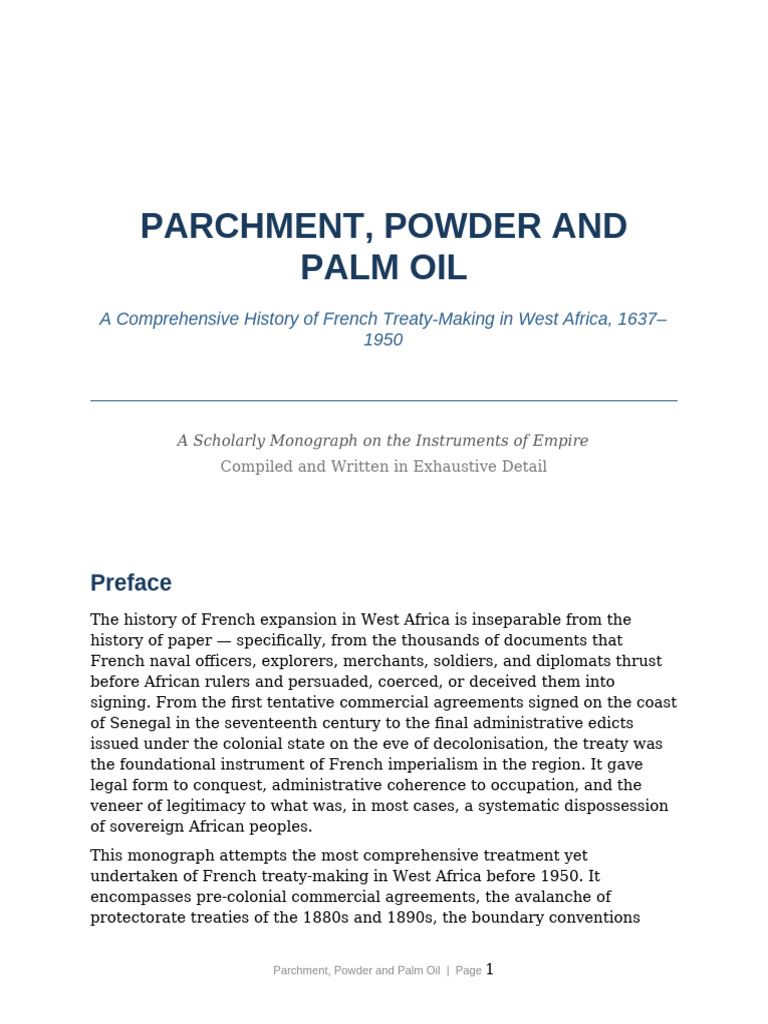 Parchment Powder and Palm Oil French Treaties West Africa | PDF ...