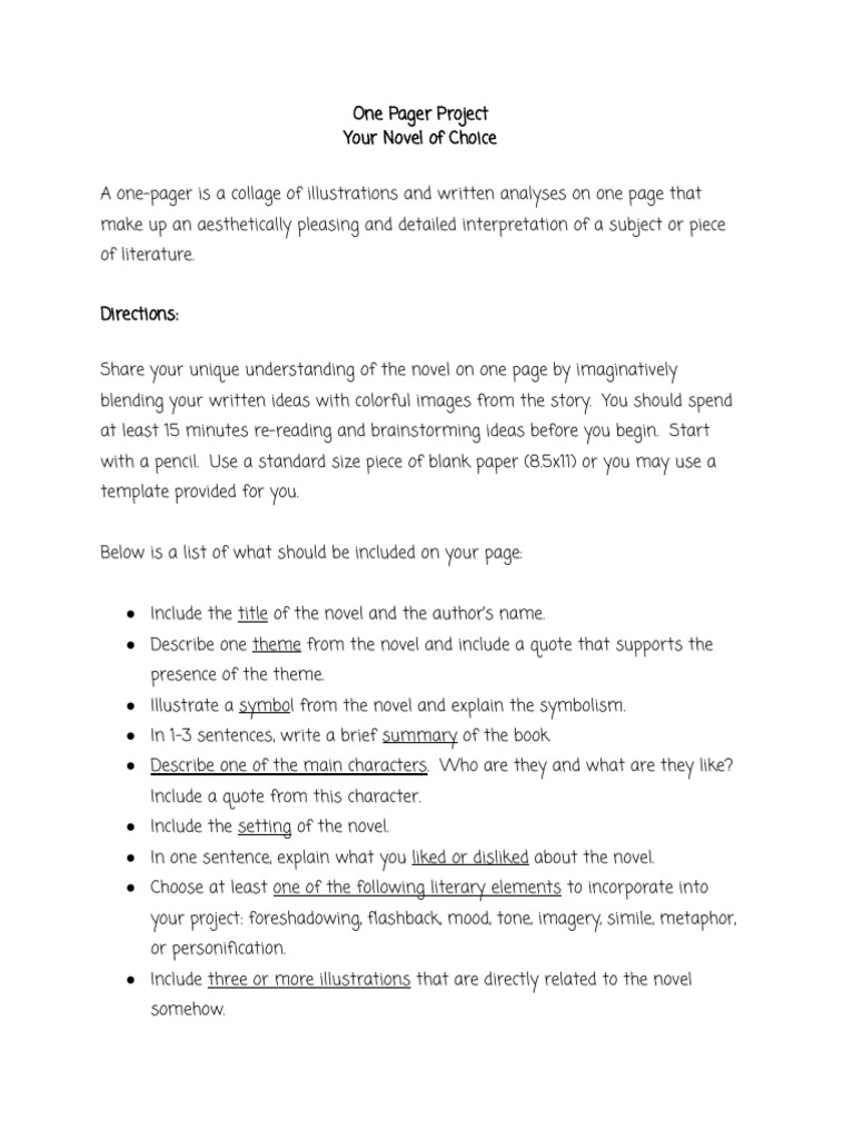 One Pager Directions & Rubric PDF | PDF | Writing