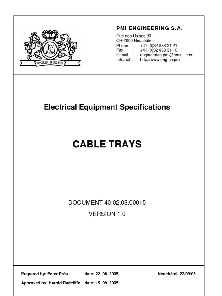Cable Tray Installation | PDF | Cable | Electromagnetic Compatibility