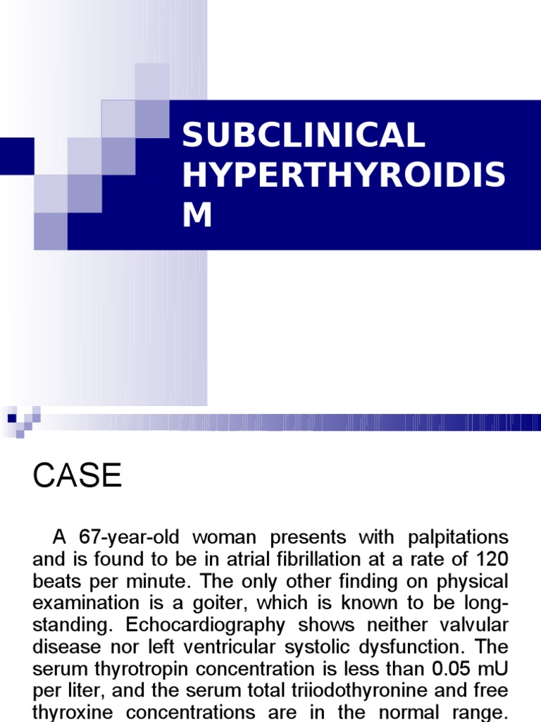 Subclinical Hyperthyroidism Management Guide | PDF | Hyperthyroidism ...