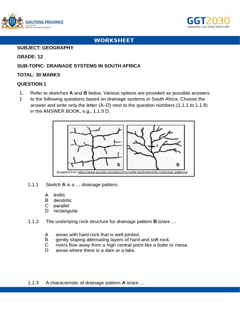 Geography Lesson 7 Jit Worksheet 13 March 2026 | PDF | Drainage Basin ...
