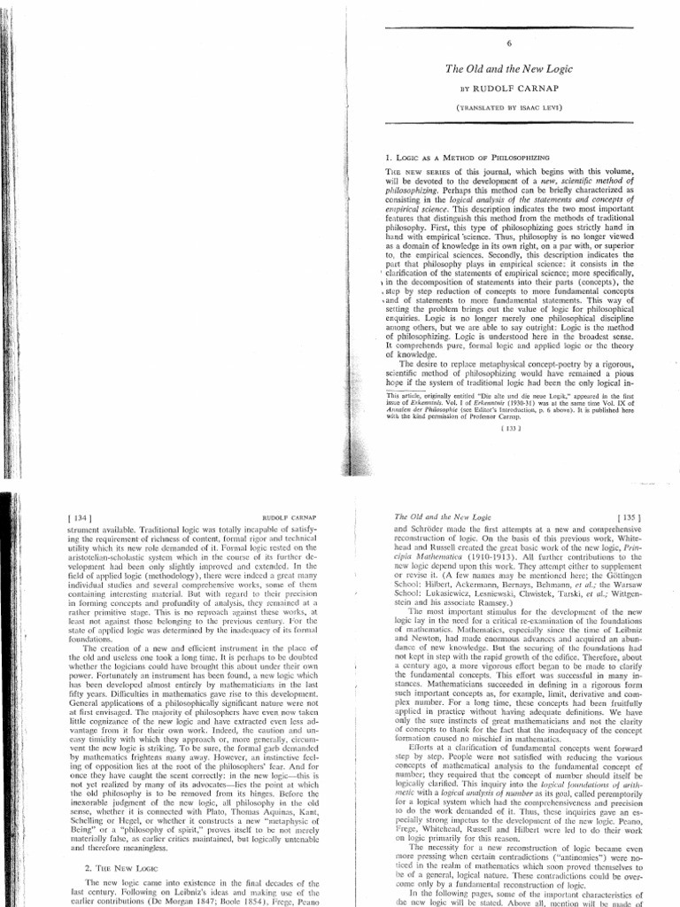 Carnap - Old and New Logic | PDF | Logic | Axiom