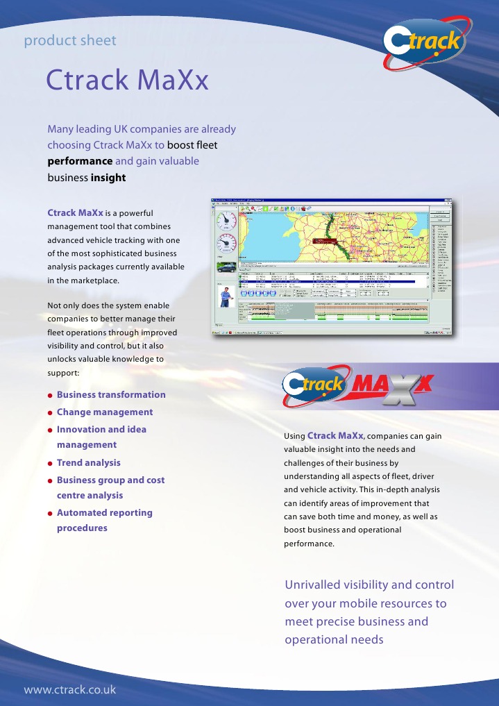Ctrack MaXx Product Sheet Mar 2011 | PDF | Business Intelligence | Information Technology