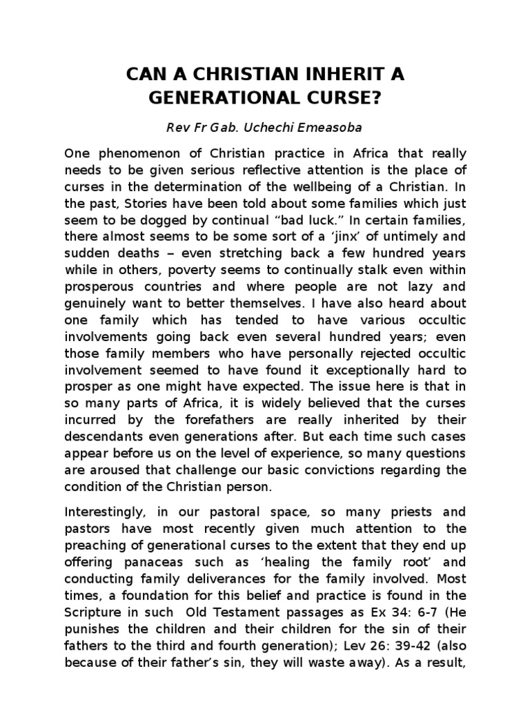Can A Christian Inherit A Generational Curse | PDF | Religious ...