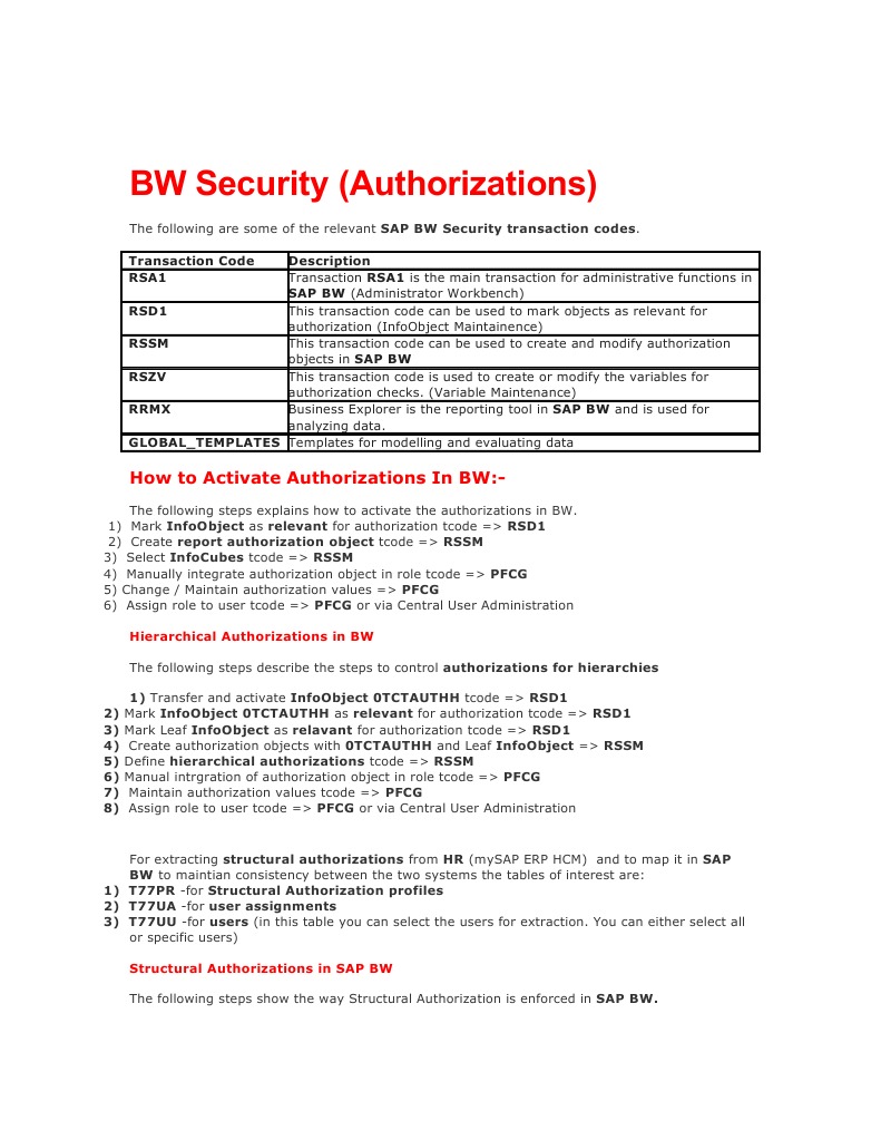 BW Security | Download Free PDF | Hierarchy | Enterprise Resource Planning