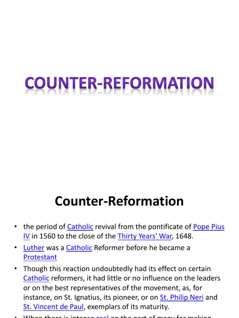 Counter Reformation | PDF | Pope | Catholic Church