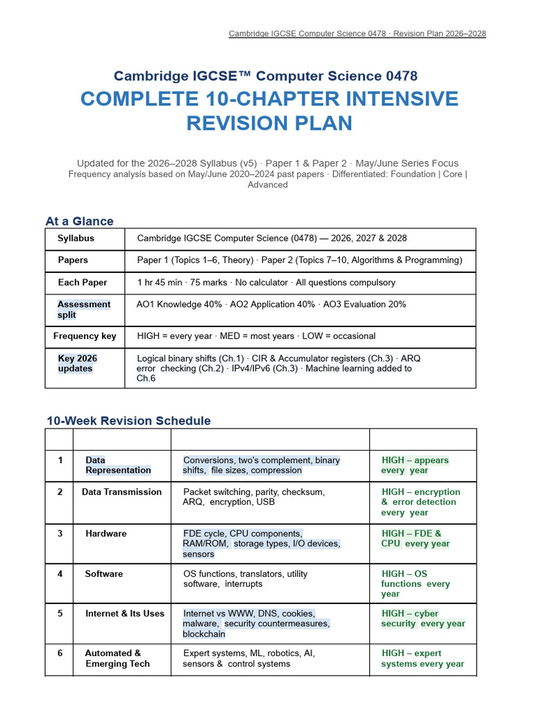 Igcse Revision Plan 2026 | PDF | World Wide Web | Internet & Web