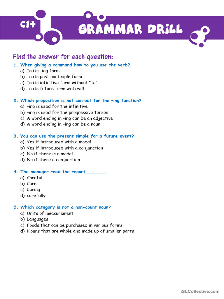 Grammar Drill c1+ | PDF