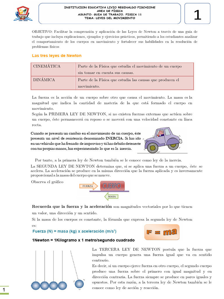 Guia Leyes de Newton 11-2026 | PDF | Fuerza | Las leyes del movimiento ...