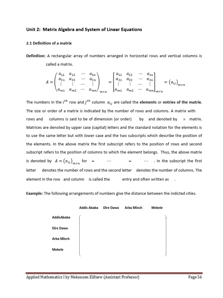 Unit 2 Matrices and Determinants | PDF | Matrix (Mathematics) | System ...