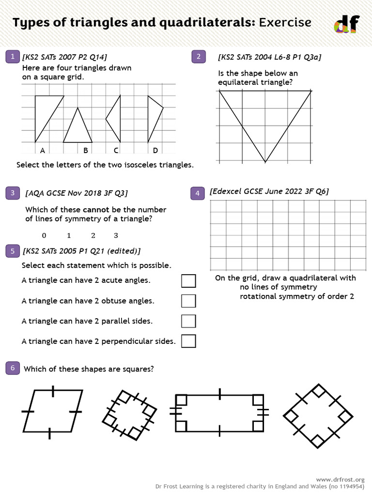 Types of Triangles and Quadrilaterals - Exercise | PDF | Triangle | Euclid